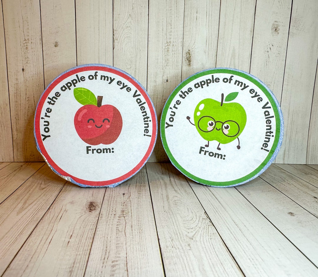 Printable Applesauce Cup Valentines - You're the Apple of My Eye - Etsy