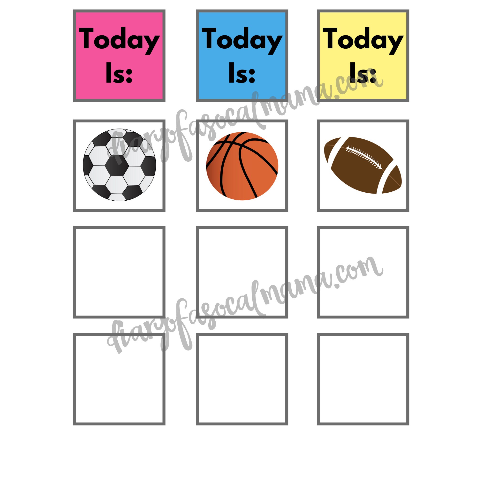 Days of the Week Printable Signs W/activity Squares - Etsy Canada