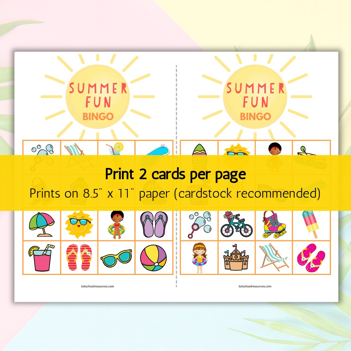 Summer Fun Bingo Game: Kids Printable Activity (digital Download) - Etsy