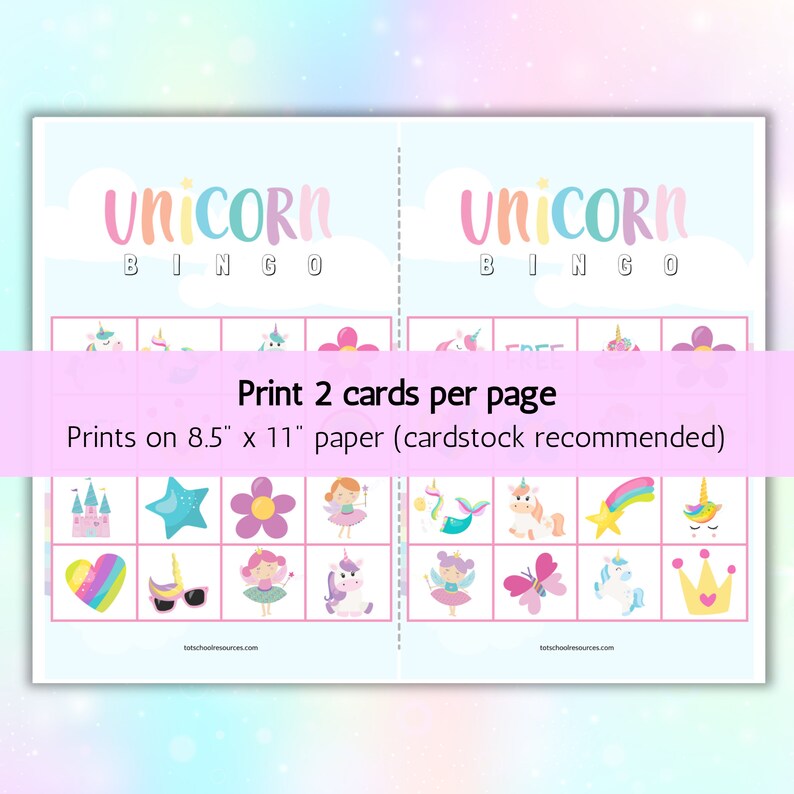 Unicorn Bingo Unicorn Birthday Party Game Unicorn Activity - Etsy