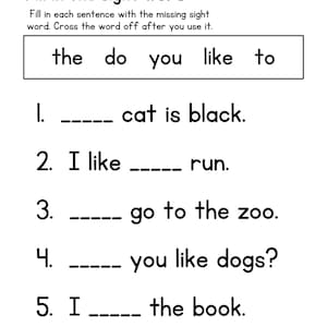 Sight Word Worksheets - Non Decodable Words - Etsy