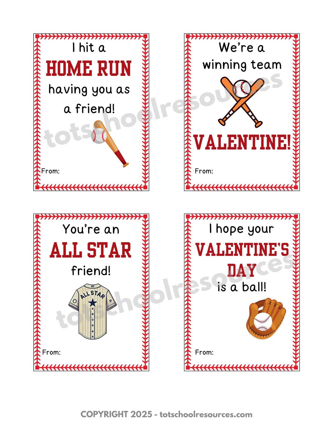 Baseball Valentines | Printable Baseball Valentines Cards - Etsy