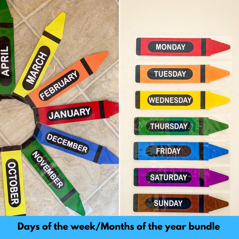 Days of the Week & Months of the Year Crayon Printables (PDF) - Etsy
