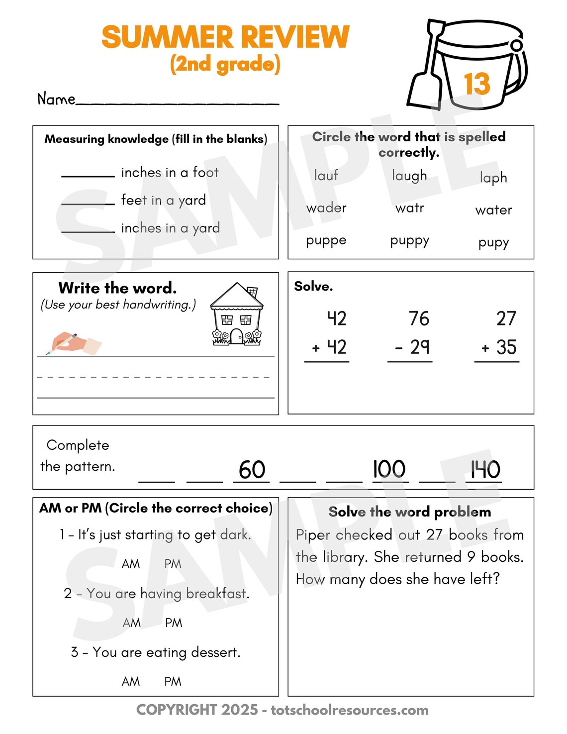 2nd to 3rd Grade Summer Review Worksheets: Math & Phonics (PDF ...