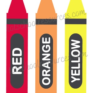 Crayon Color Learning Printable - Learn Colors - Preschool Learning - Etsy