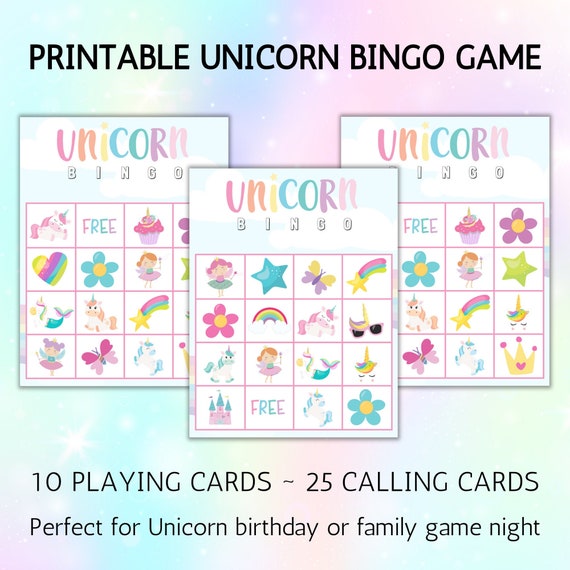 Unicorn Bingo Unicorn Birthday Party Game Unicorn Activity - Etsy