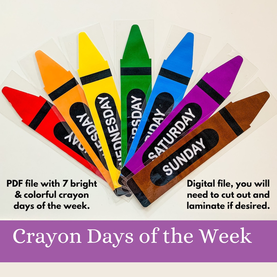 Crayon Days of the Week Printable: Homeschool Learning (PDF) - Etsy