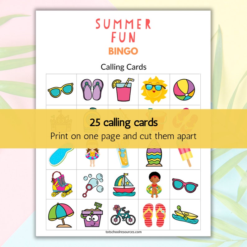 Summer Fun Bingo Game: Kids Printable Activity (digital Download) - Etsy