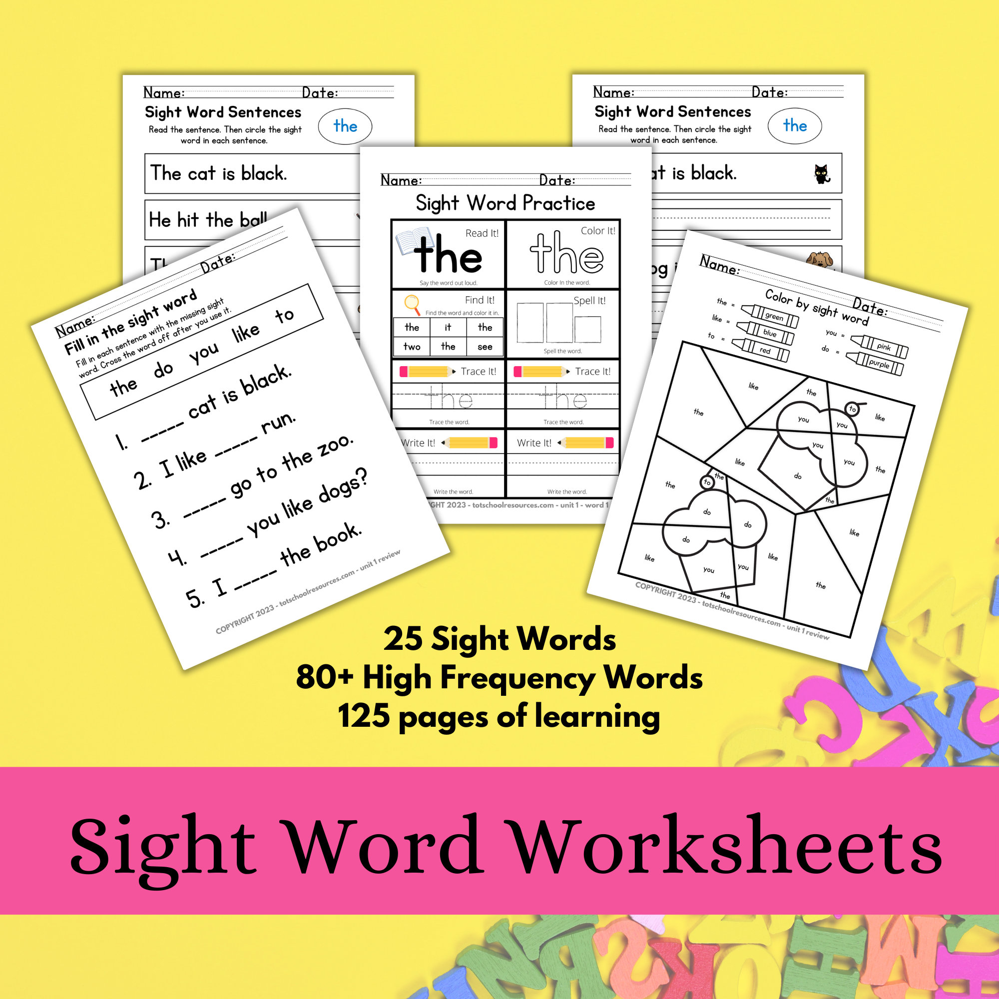 Sight Word Worksheets - Non Decodable Words - Etsy