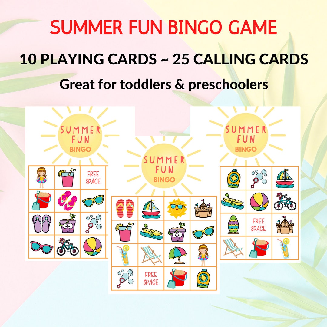 Summer Bingo - Summer Fun Bingo - Summertime Activities - Etsy