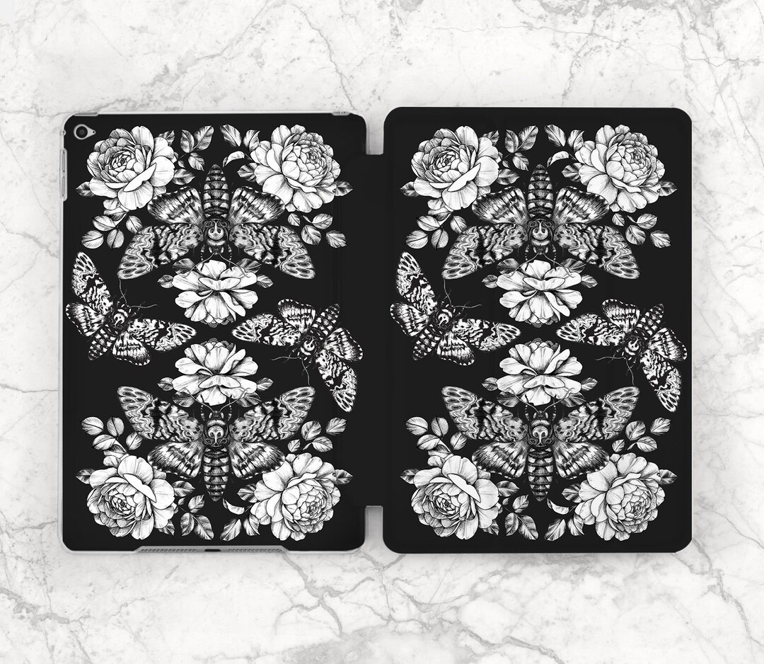 IPad Case Moth iPad Case Goth Black Smart Case White Vintage Art iPad ...