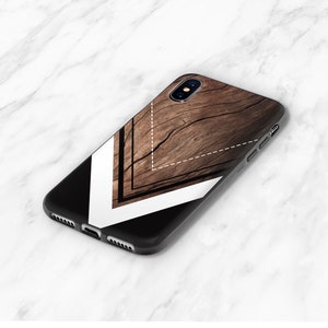 Phone Case Wood Dark Wood Case iPhone Case Geometric Black Phone Case ...