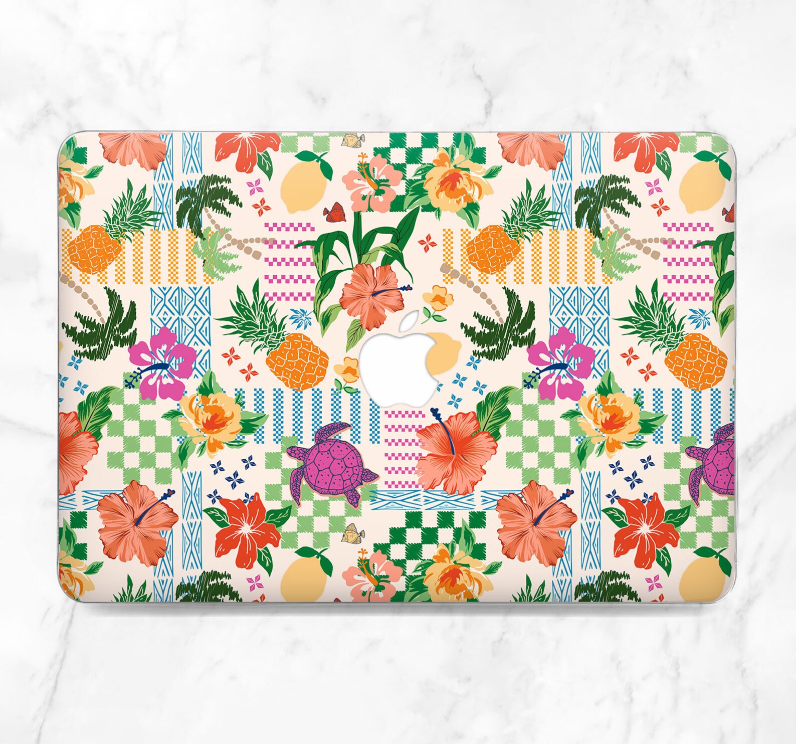 Hibiscus Hawaii Tropical MacBook Hard Case Pineapple Art Case Geometric ...