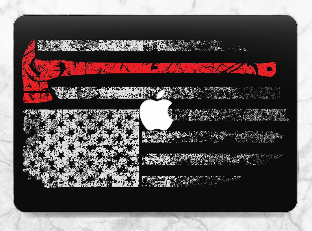 MacBook Case Firefighter American Flag Print MacBook Case Black MacBook ...