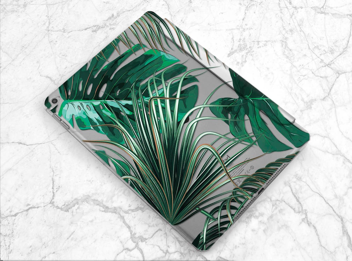 IPad Case Tropical iPad Case Leaves Palm Tree Dark Green White Case ...