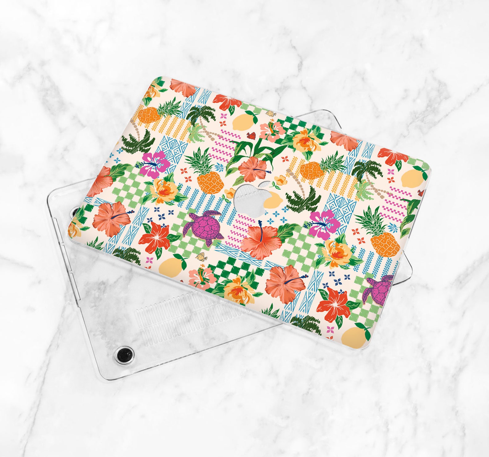 Hibiscus Hawaii Tropical MacBook Hard Case Pineapple Art Case Geometric ...