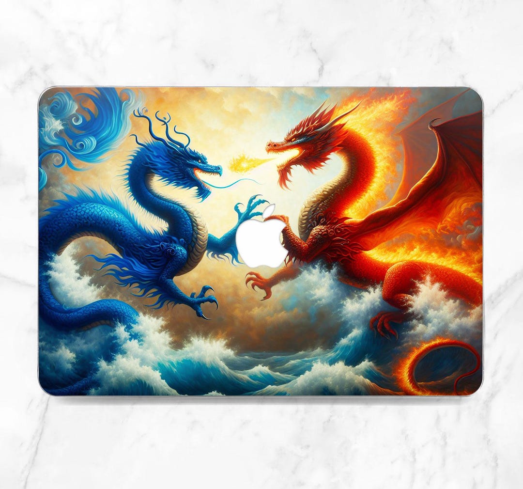 Aesthetic Dragons Art Blue Red Animal MacBook Case Sky MacBook Case Sun ...
