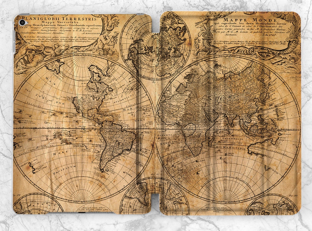 IPad Case Map Brown Case Vintage Style World Map Retro Globe Art Travel ...
