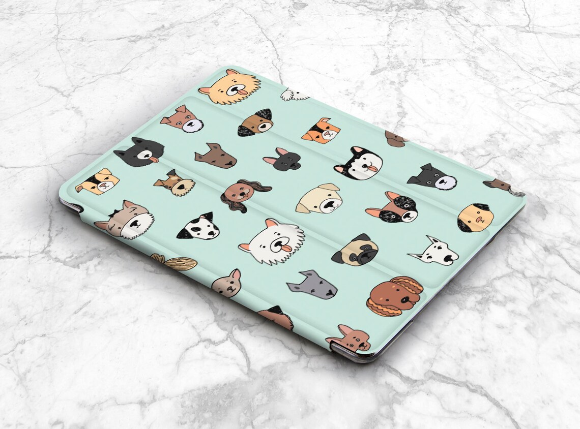 IPad Case Animals Dog Breeds iPad Case Cute Kawaii Animal Puppy Teal ...