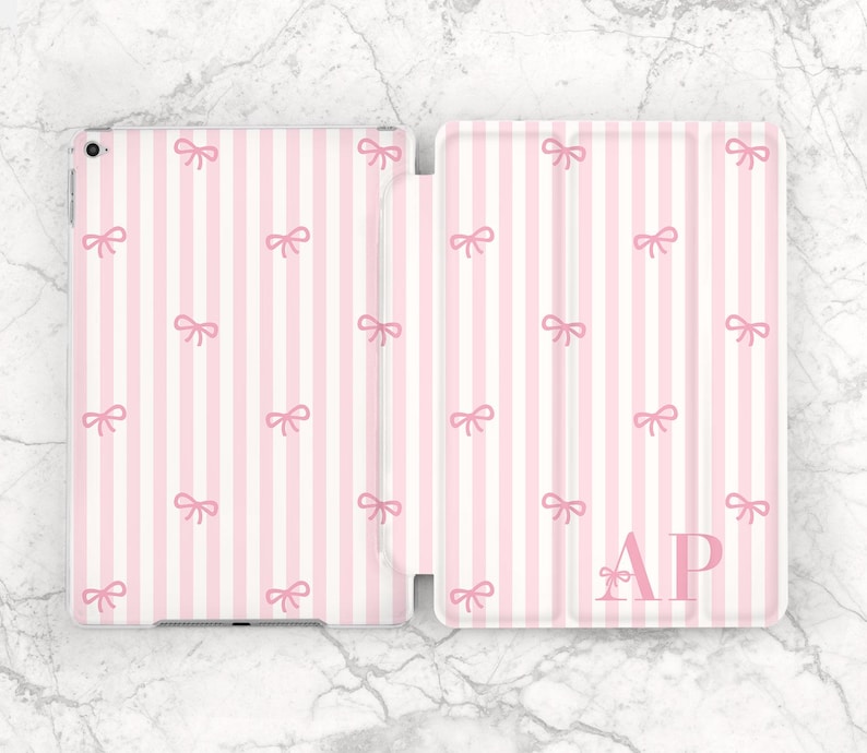 Cute Bows Print iPad Case Custom Personalized iPad Case Initials White ...