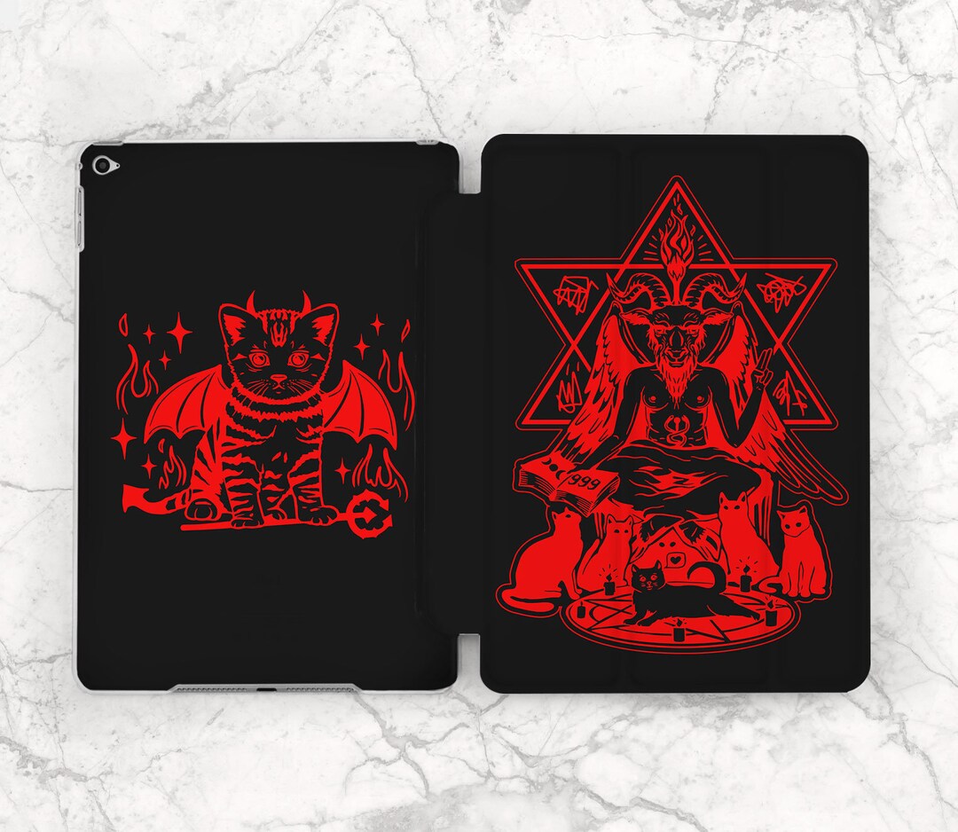 Baphomet With Cats Red Black Art Black Magic Art iPad Case Satan iPad ...
