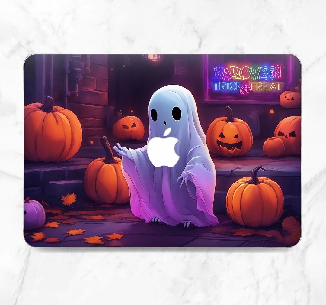 Ghost Cute Art MacBook Case Kawaii Spooky Pumpkin MacBook Case Scary ...
