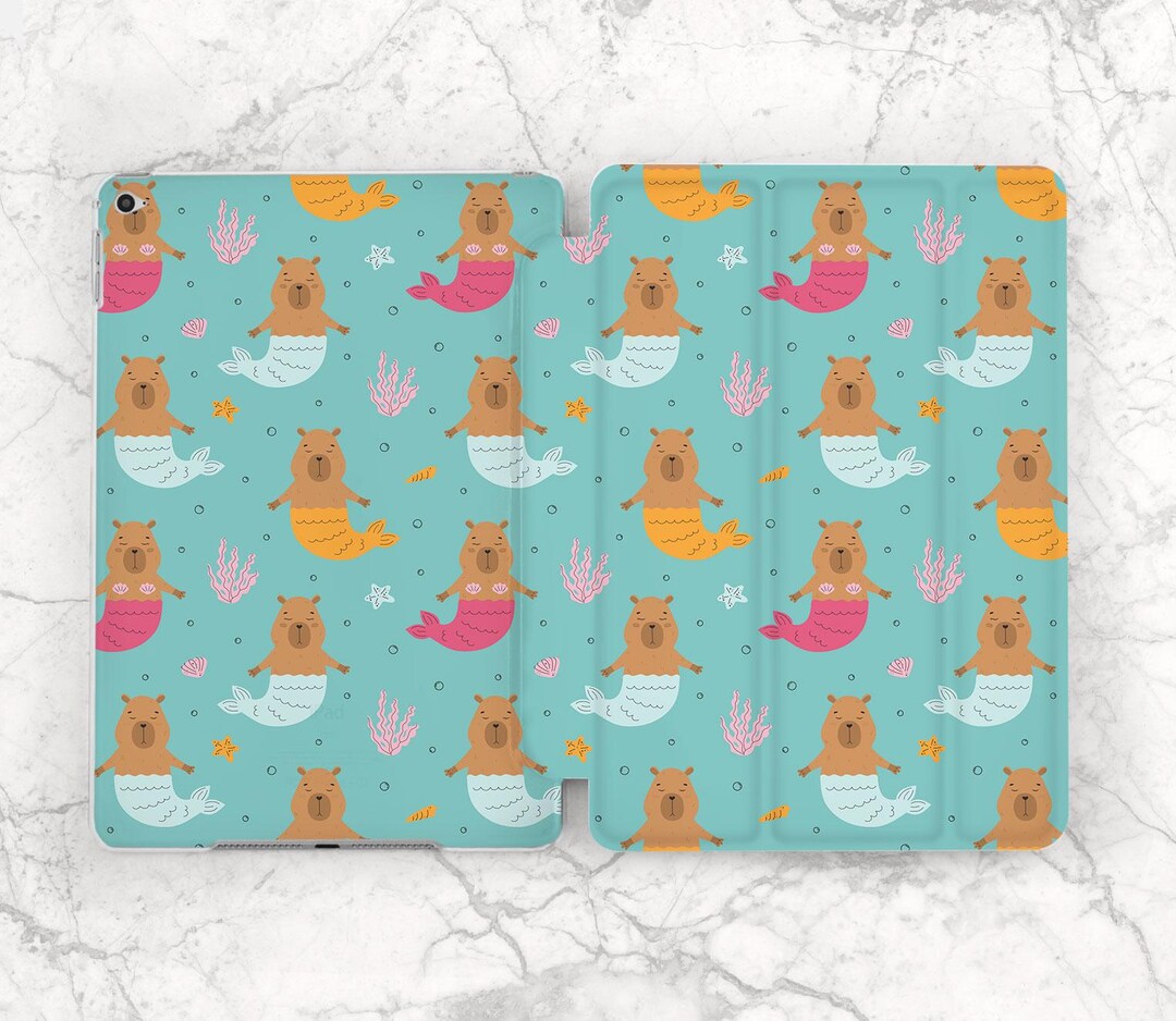 Capybara Mermaid iPad Blue Cover iPad Case Seashell Waver Sea Ocean ...