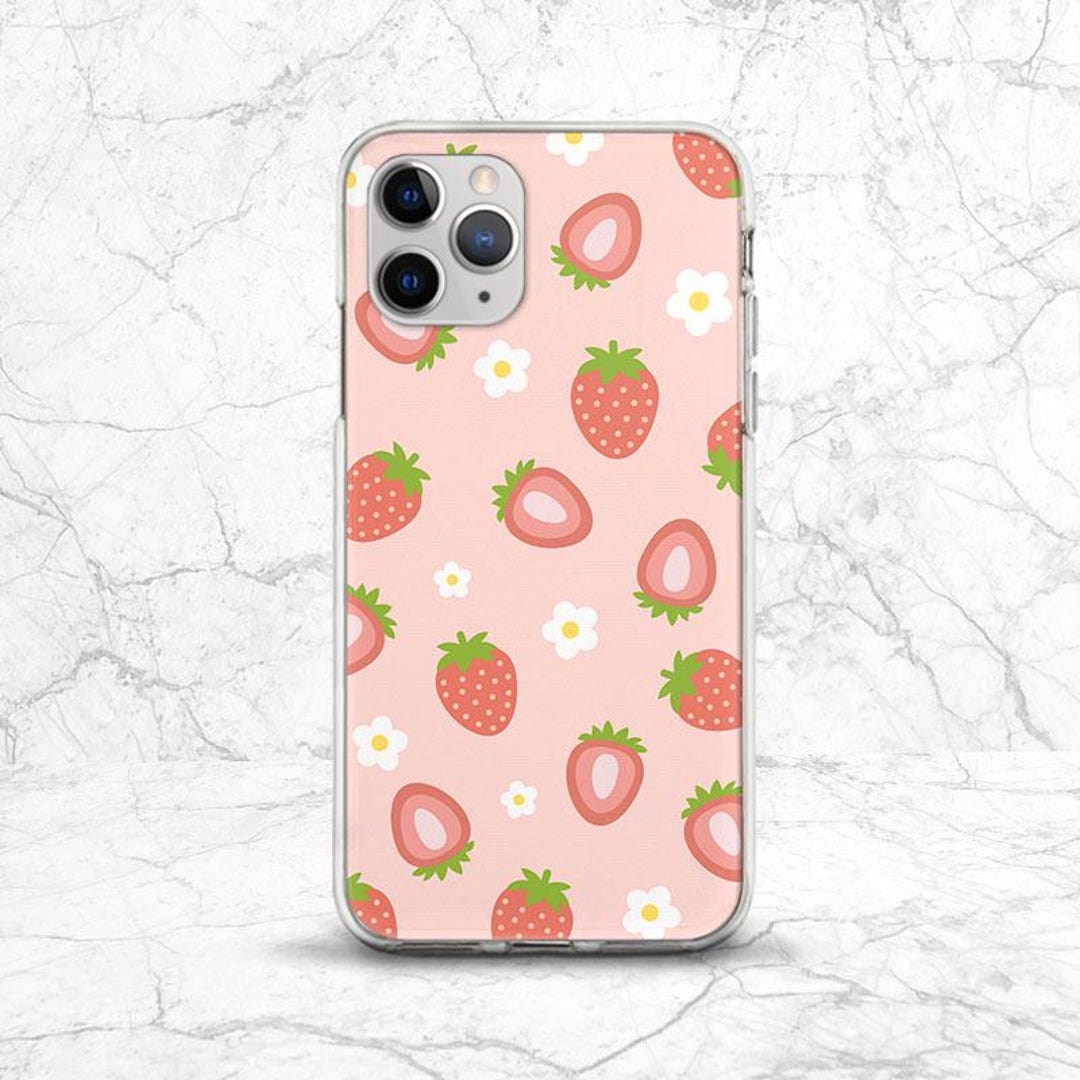 Kawaii Strawberry Art Light Pink Cover Phone Case Summer iPhone Case ...