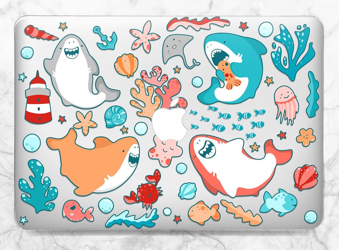 MacBook Case Clear Funny Shark Print MacBook Case Fish MacBook Hard ...