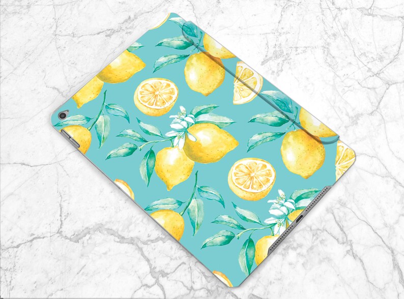 IPad Case Turquoise Yellow Lemons Summer Case Juicy Fruits Print iPad ...