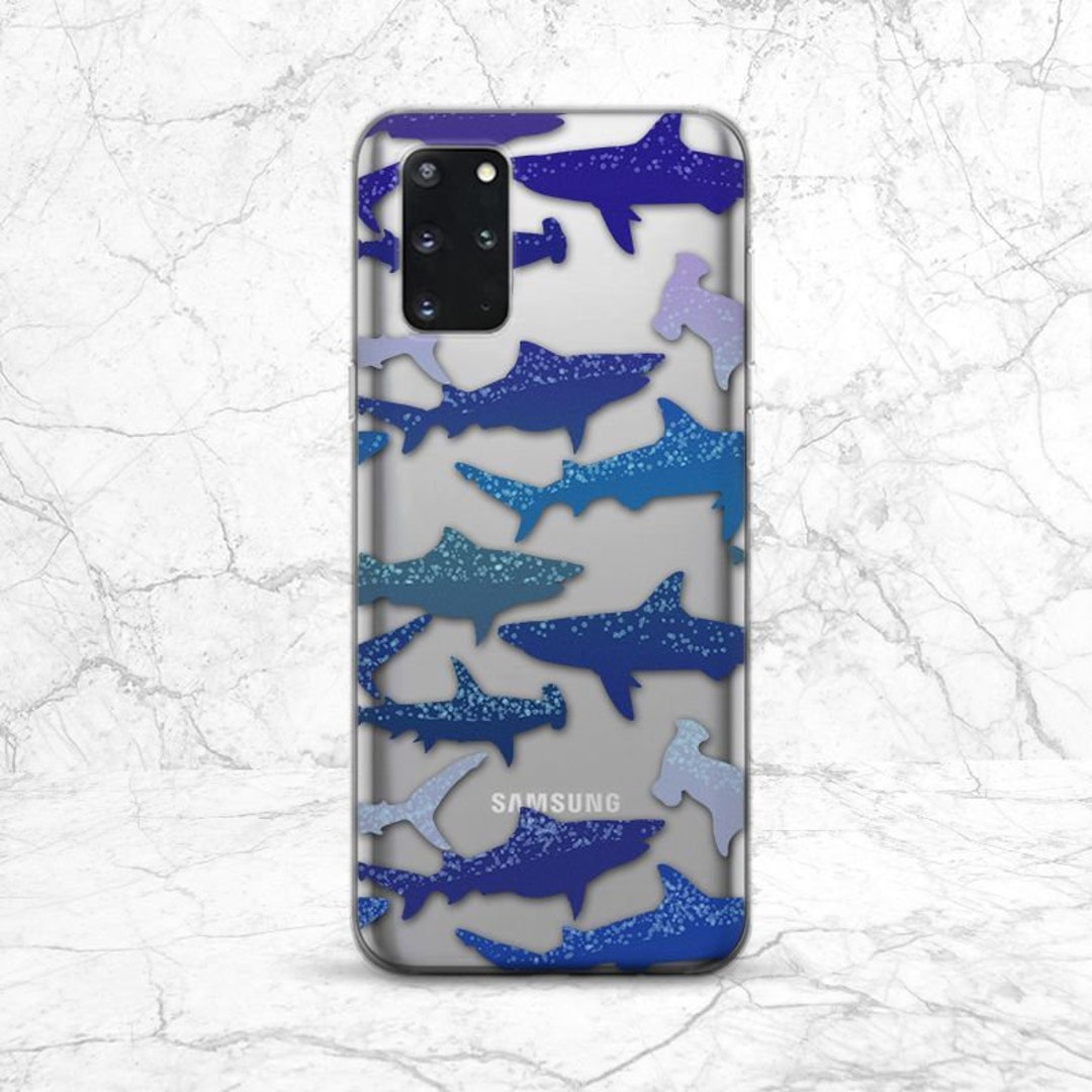 Blue Sharks Case iPhone Case Fish Simple Minimalist Transparent Case ...
