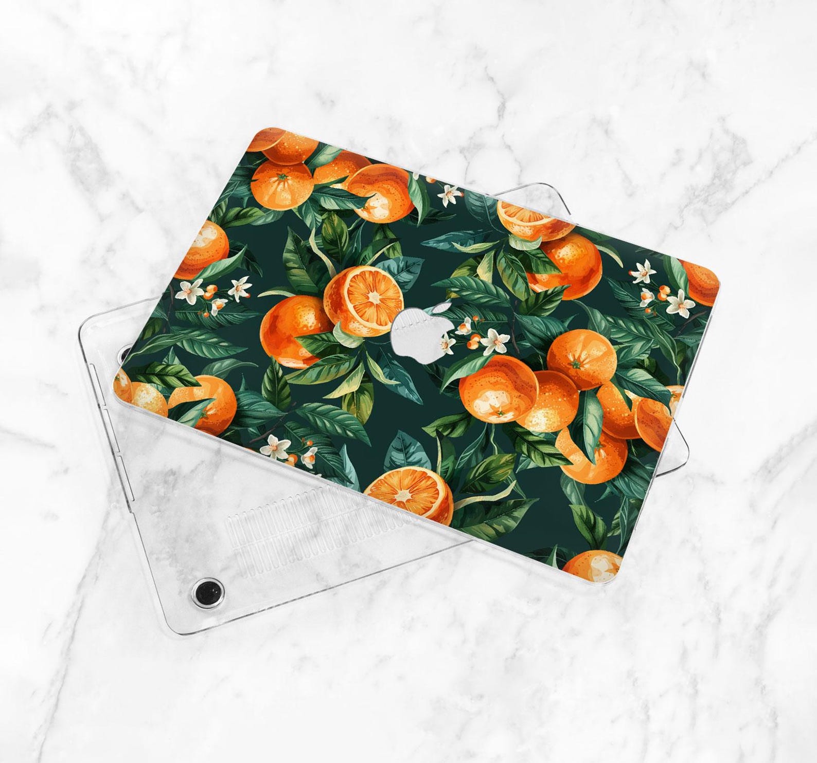 Orange Citrus Art Summer Fruits Print MacBook Hard Case Deep Green ...