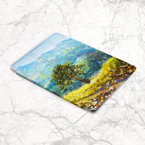 Summer Mountain iPad Case Nature Tree Blue Sky Wild Flowers Oil Paints ...