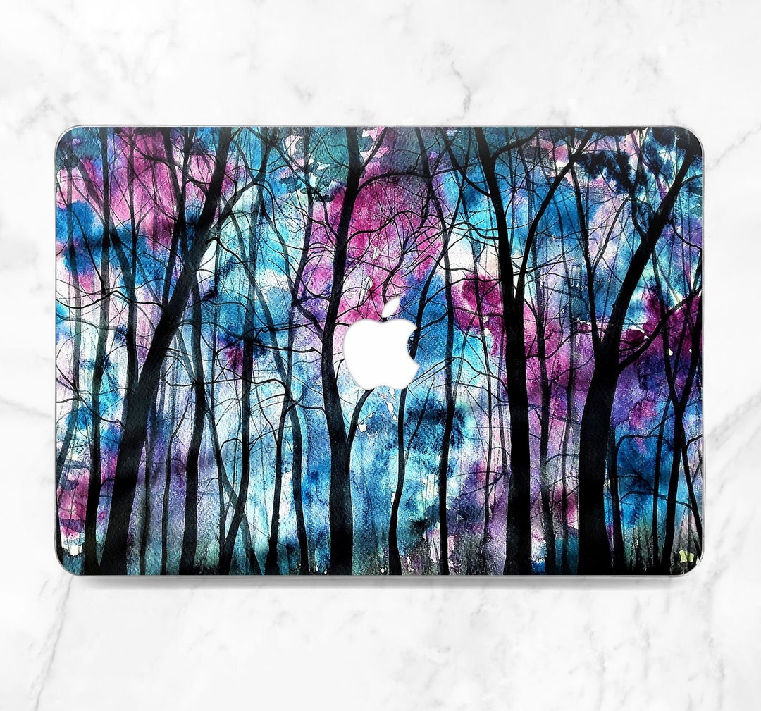 Watercolor Dark Forest Blue Purple Black MacBook Hard Shell MacBook M2 ...