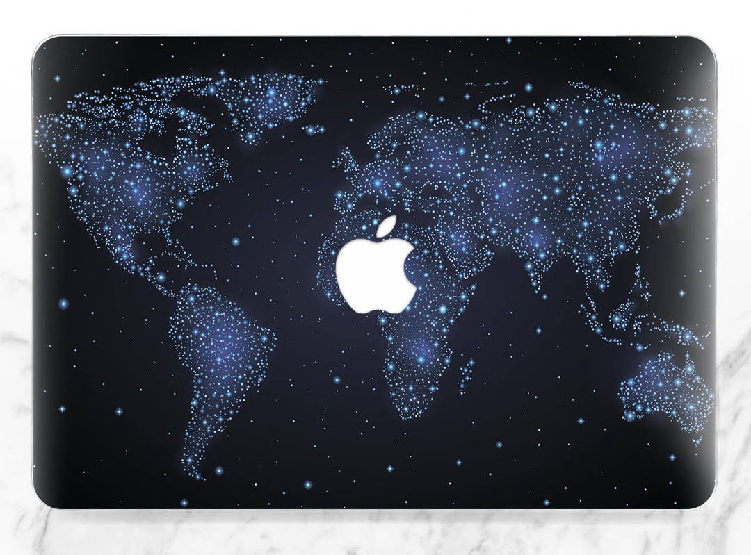 MacBook Case World Travel World Map MacBook Case Dark Aesthetic Blue ...