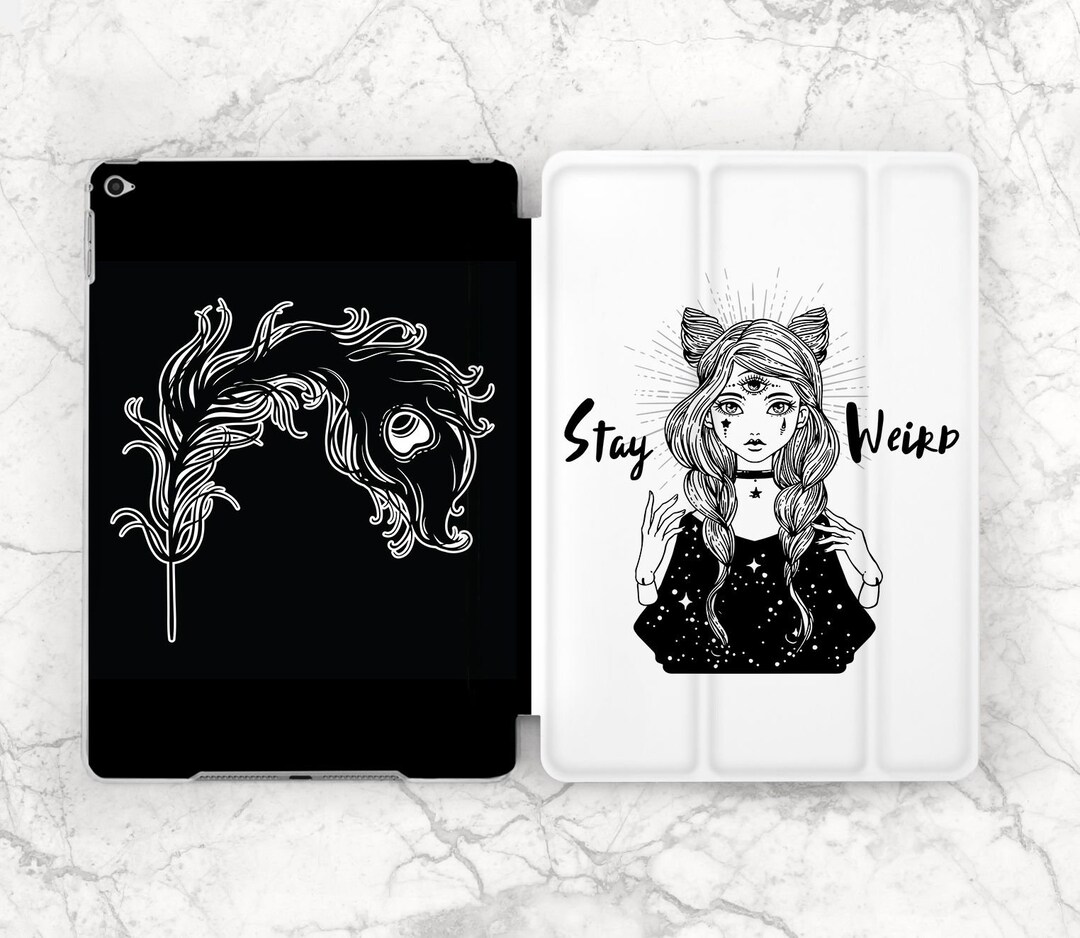 IPad Case Goth Girl Stay Weird iPad Case Saying Black and White iPad ...