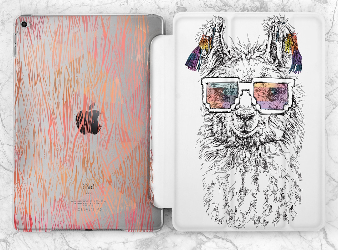 Alpaca Llama With Glasses iPad Smart Case Funny Animal Case iPad Case ...