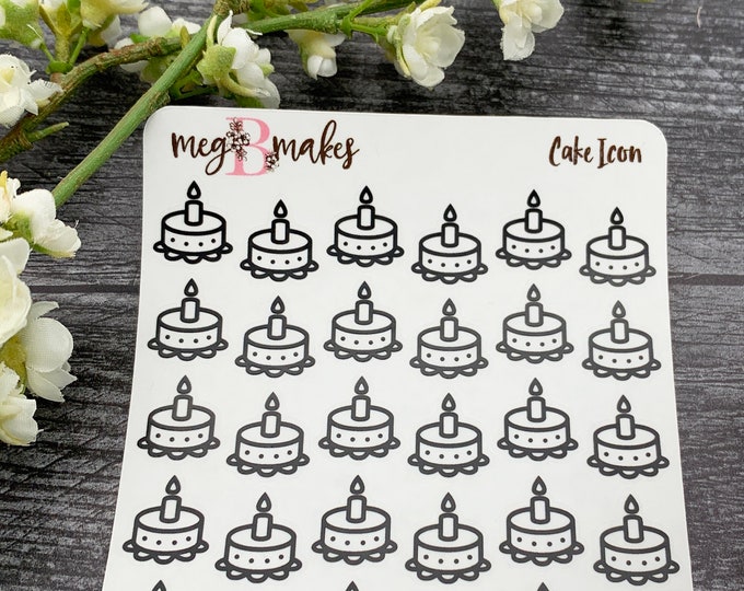 Foiled Cake Icon Stickers, Foiled Cake Planner Sticker, Cake Sticker ...
