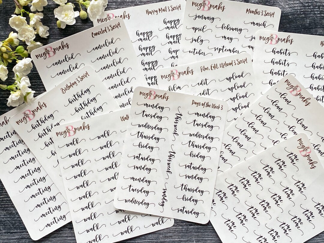 Planner Script 3 Stickers/foiled Script Stickers/foiled Planner ...