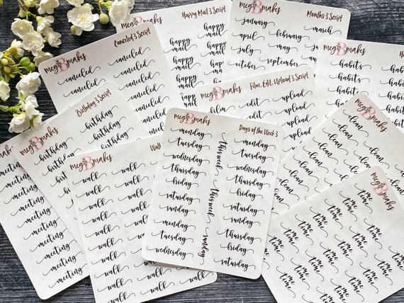 Planner Script 3 Stickers/foiled Script Stickers/foiled - Etsy