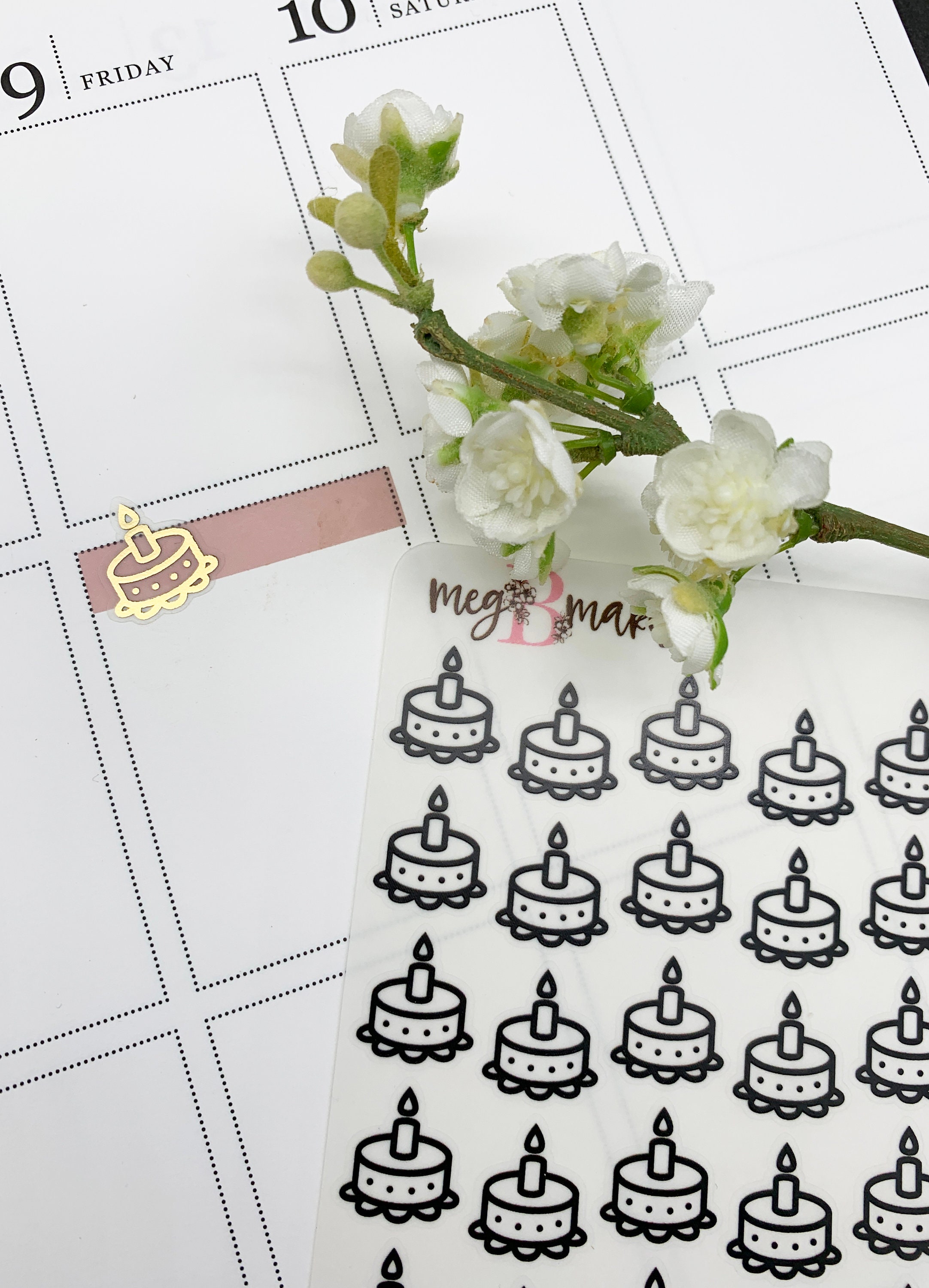 Foiled Cake Icon Stickers Foiled Cake Planner Sticker Cake - Etsy