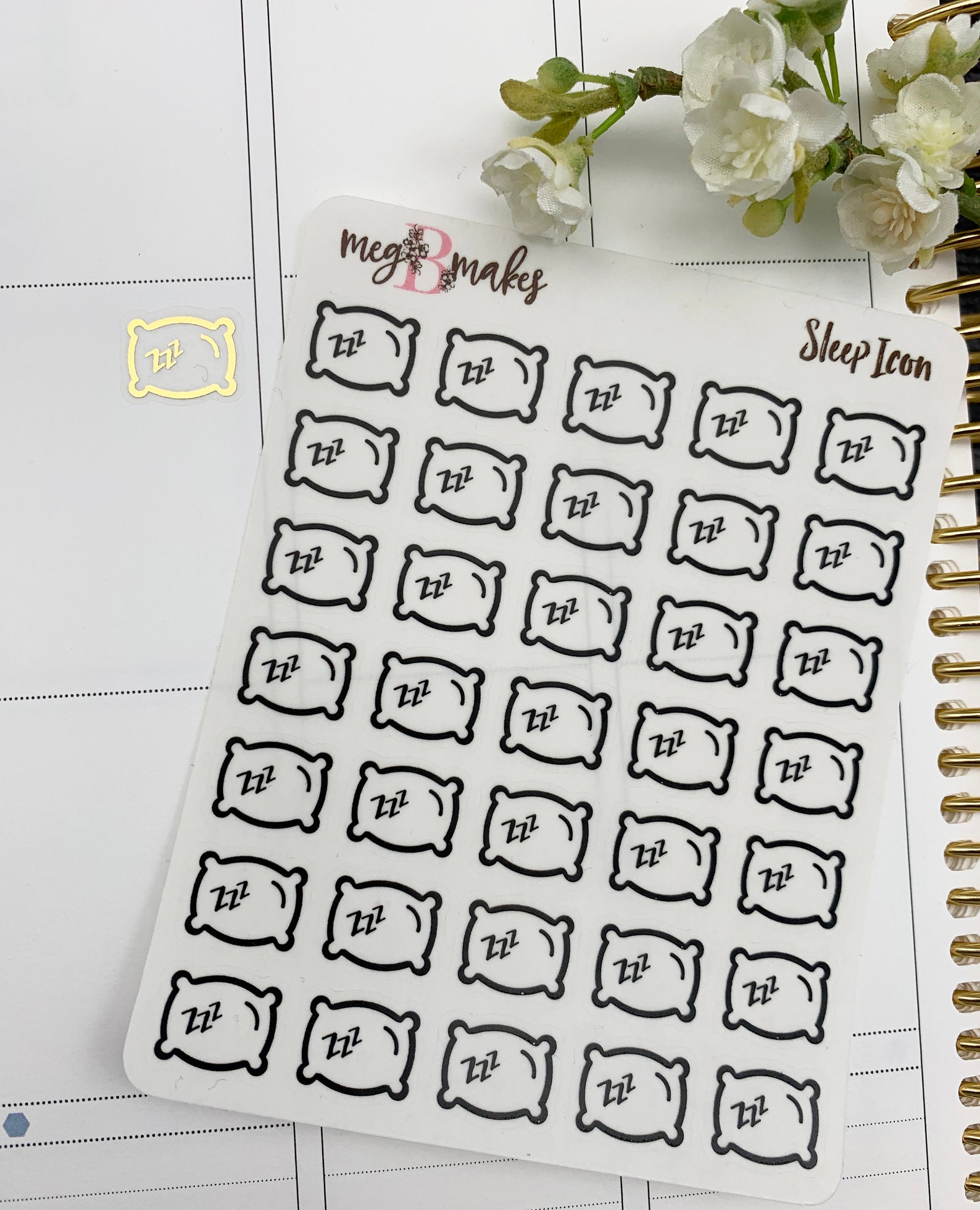 Foiled Sleep Icon Stickers Sleep Icons Sleep Stickers | Etsy