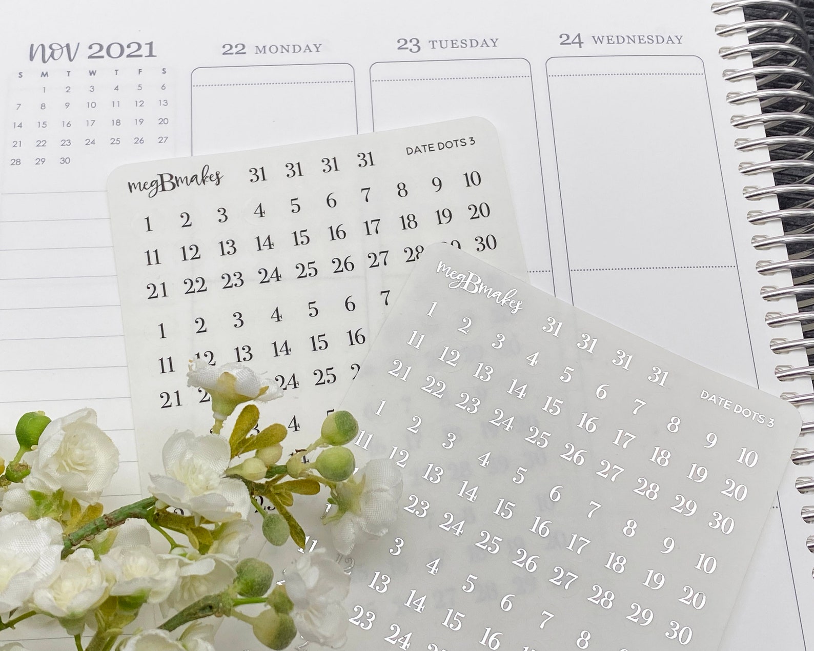 Clear Date Dot 3 Stickers/clear Date Stickers/mini Date Dot - Etsy