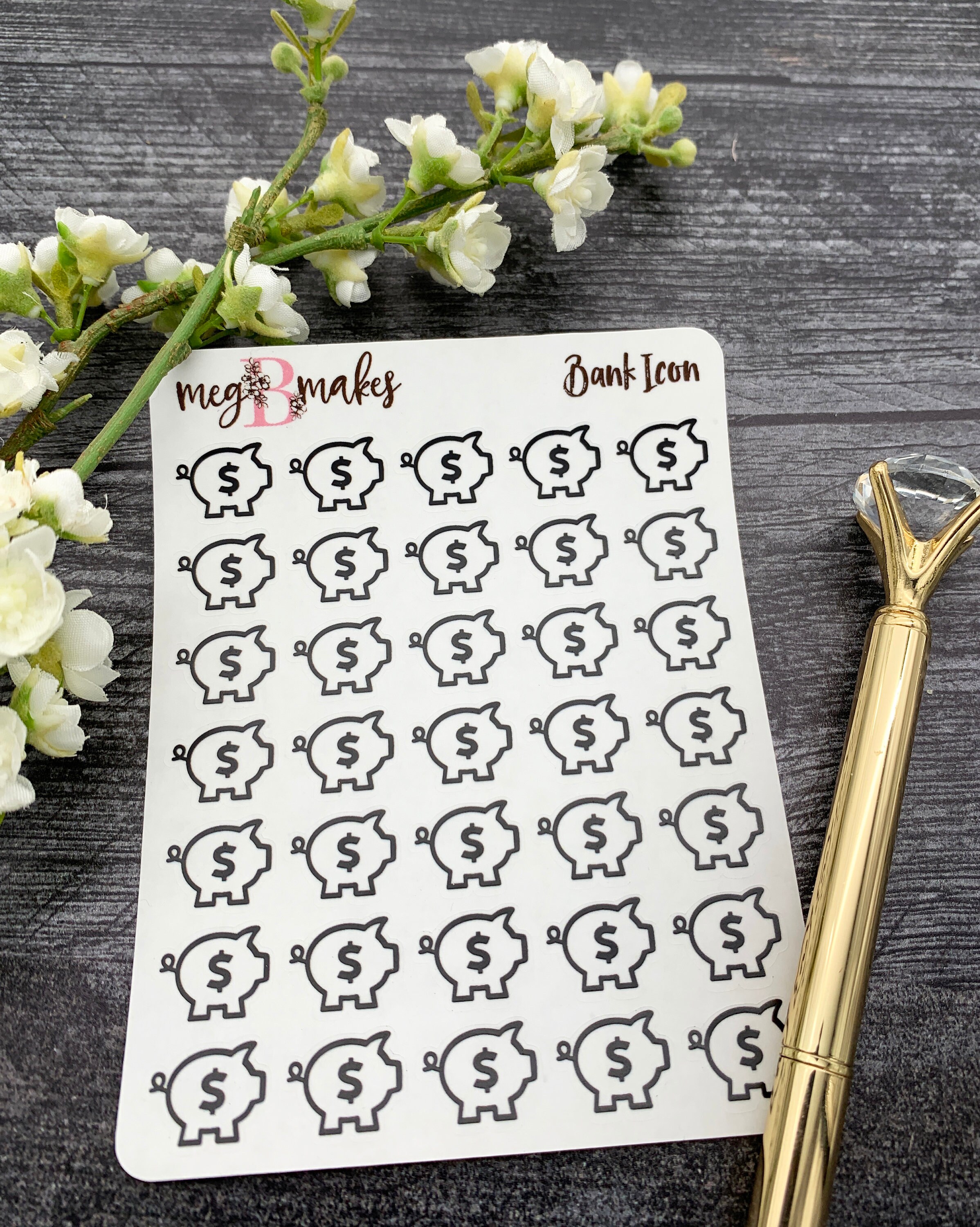 Foiled Savings Icon Stickers Savings Icon Stickers Piggy - Etsy