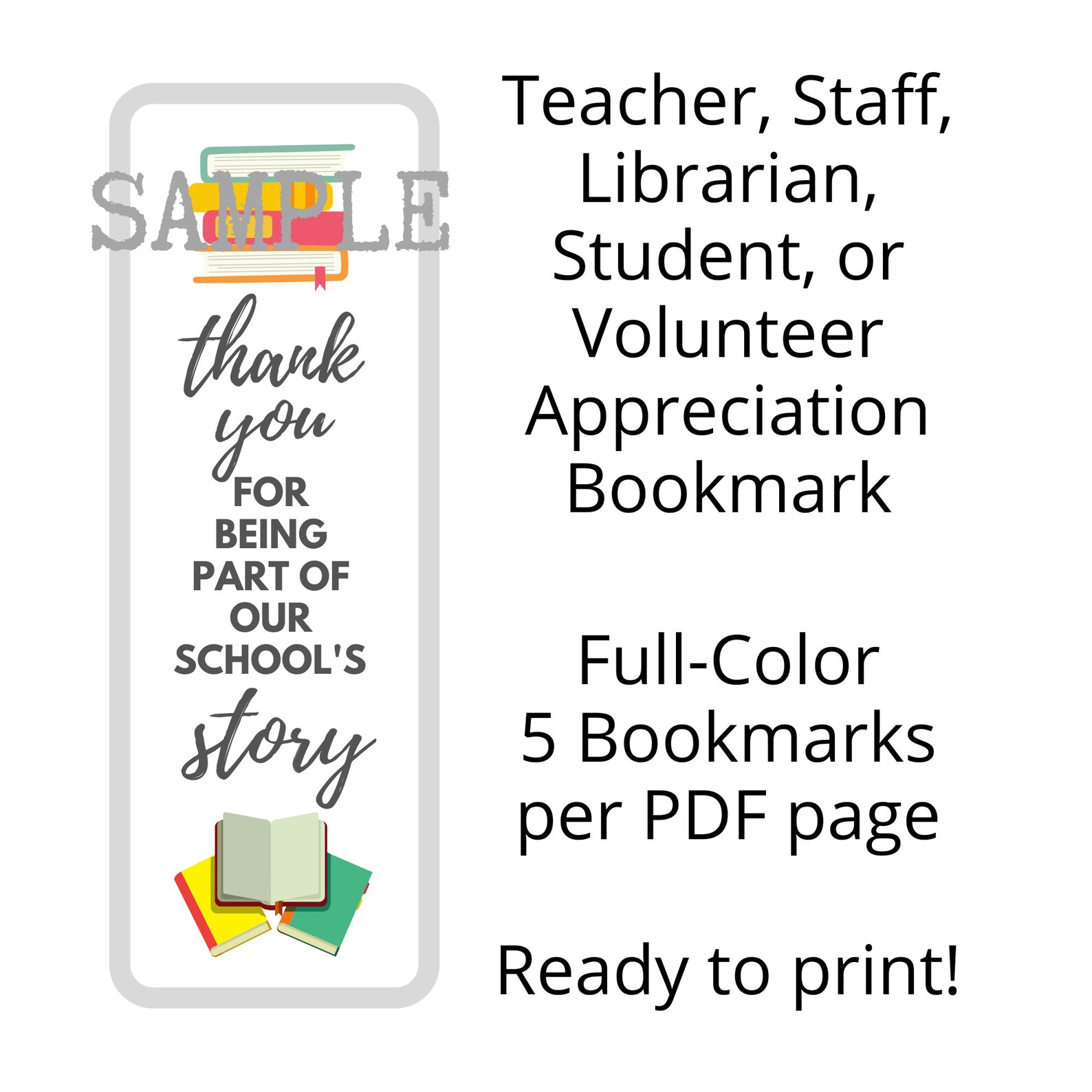 Teacher School Appreciation Bookmark Gifts - Principal Tools - Library ...