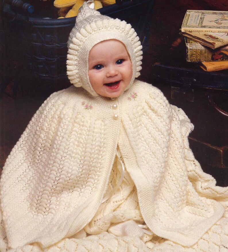 Knitted Babys Hooded Cape Baby 0-6 Months 4 PLY Instant | Etsy