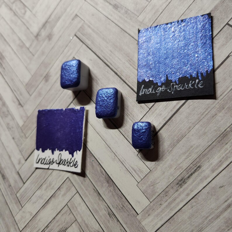 Handmade Metallic Watercolor Paint in Indigo Sparkle - Art Supplies ...