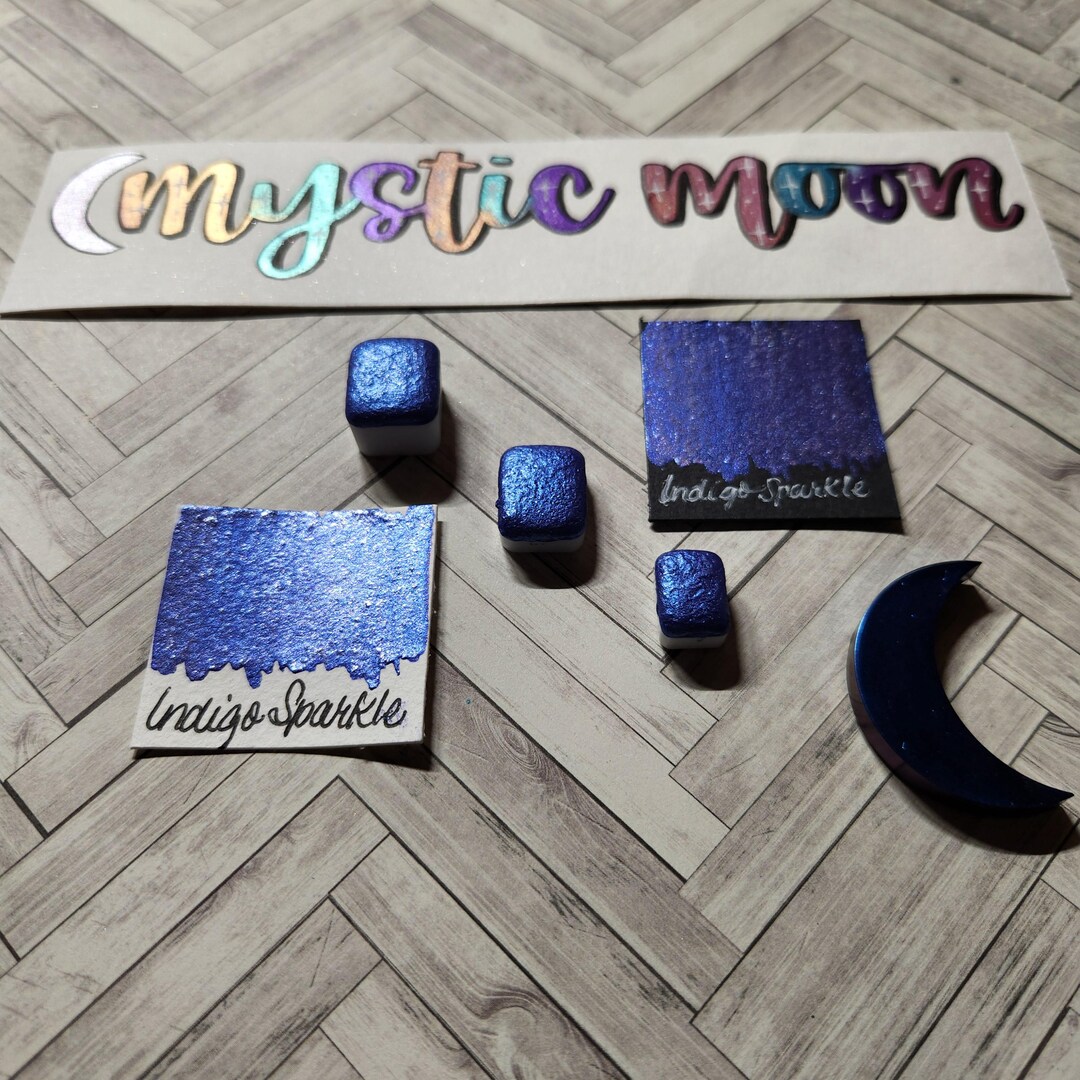Handmade Metallic Watercolor Paint in Indigo Sparkle - Art Supplies ...