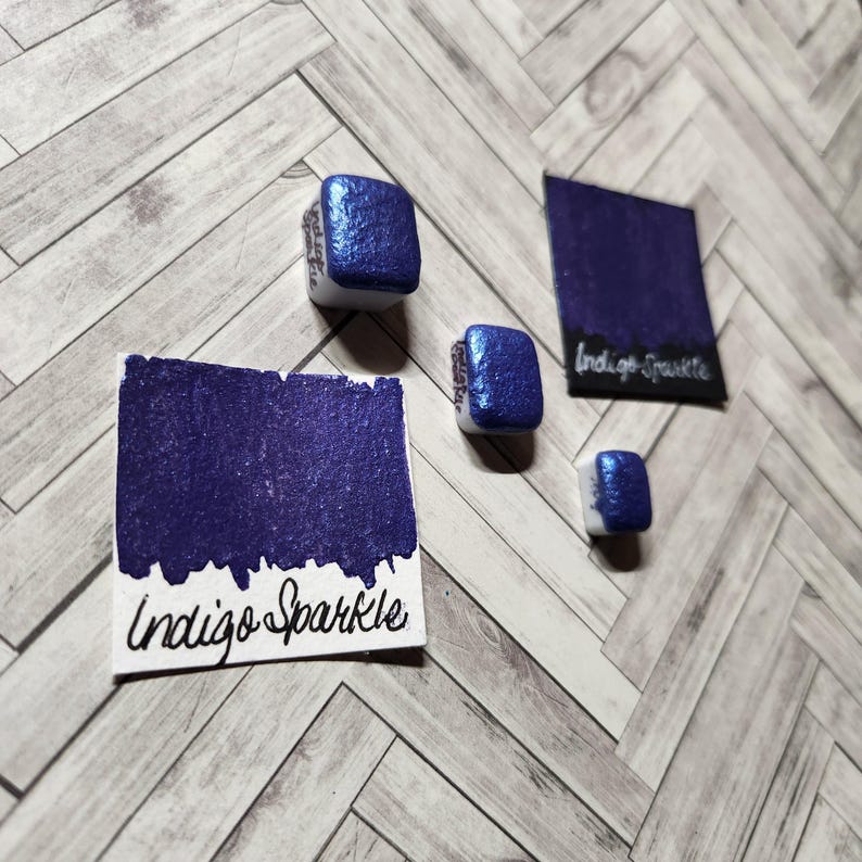 Handmade Metallic Watercolor Paint in Indigo Sparkle - Art Supplies ...