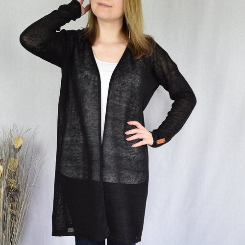 Knitted Organic Long Cardigan for Women Linen Summer Cardigan - Etsy